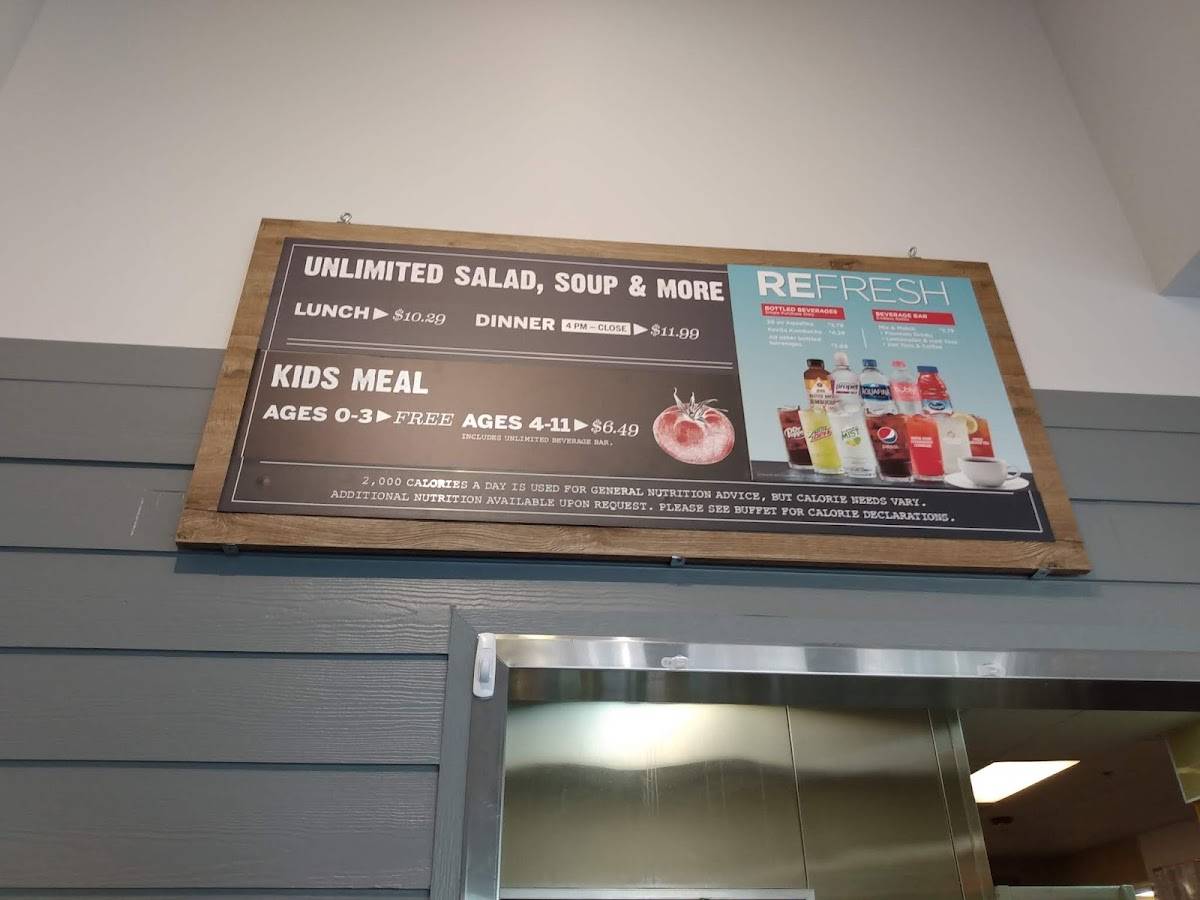 Menu at Sweet Tomatoes restaurant, Miami