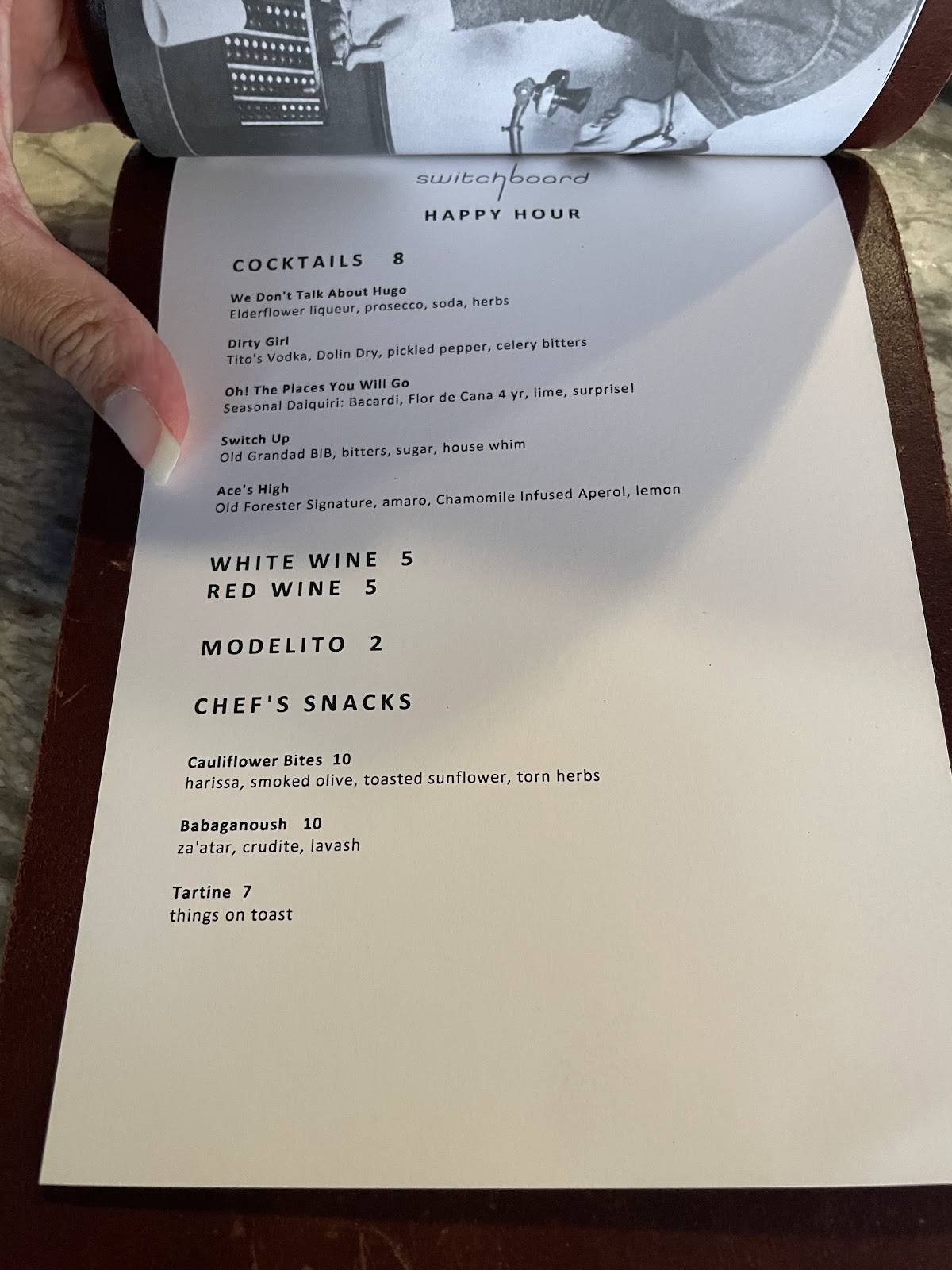 Menu at Switchboard pub & bar, Louisville