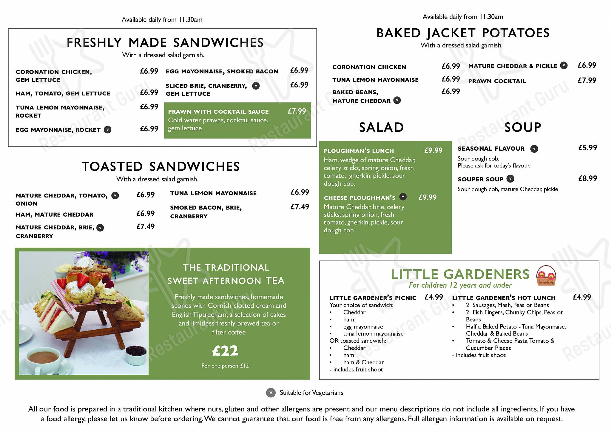 Menu at Hillier Garden Centre Weyhill cafe, Andover