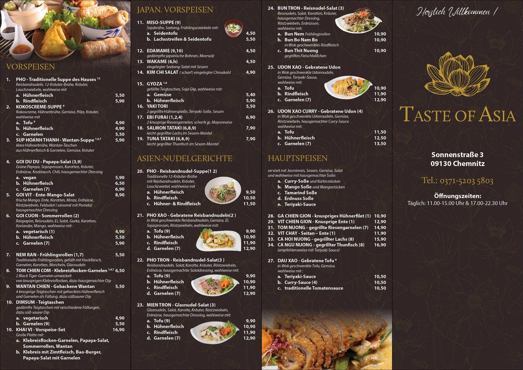Speisekarte von Taste of Asia Germany GmbH restaurant, Chemnitz