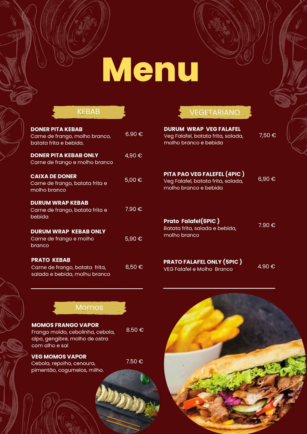 Menu em THE FIRE PIZZA & KEBAB restaurante, Luz