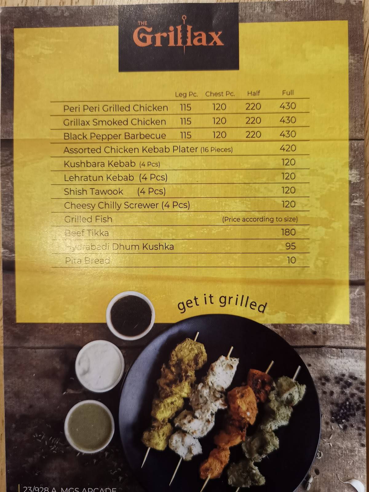 Menu at THE Grillax Methottuthazham, Kozhikode, Pottammal ...
