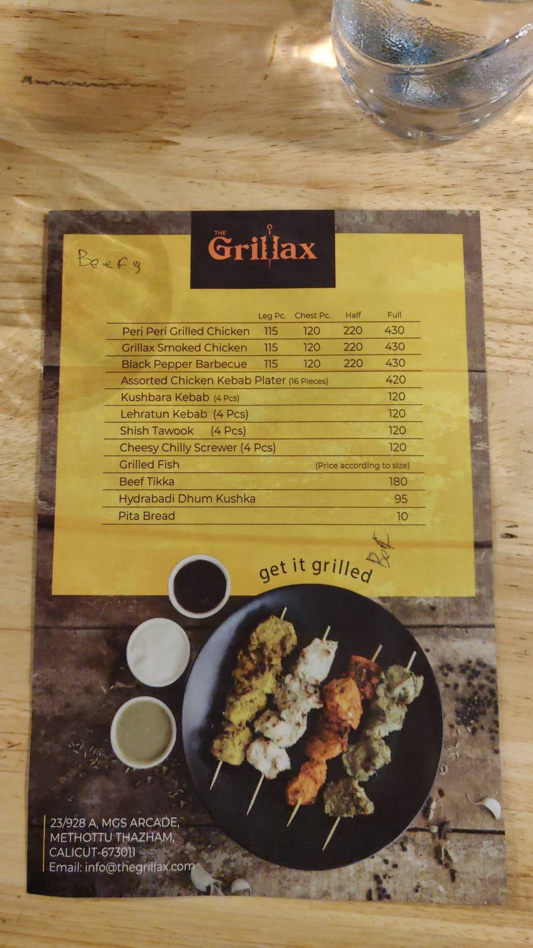 Menu at THE Grillax Methottuthazham, Kozhikode, Pottammal ...