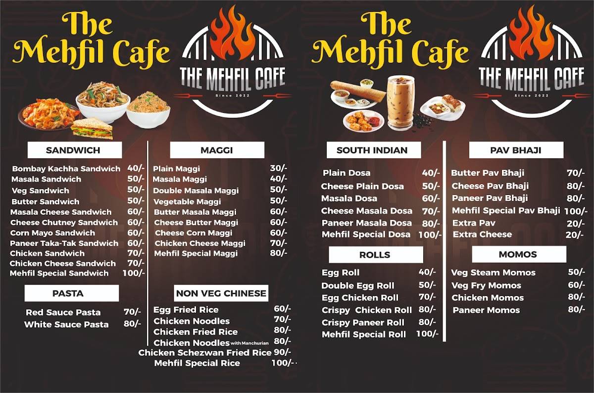 Menu at THE MEHFIL CAFE, Indore