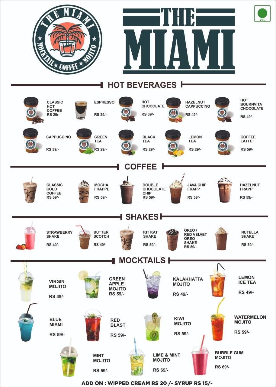 Menu at THE MIAMI, Pune