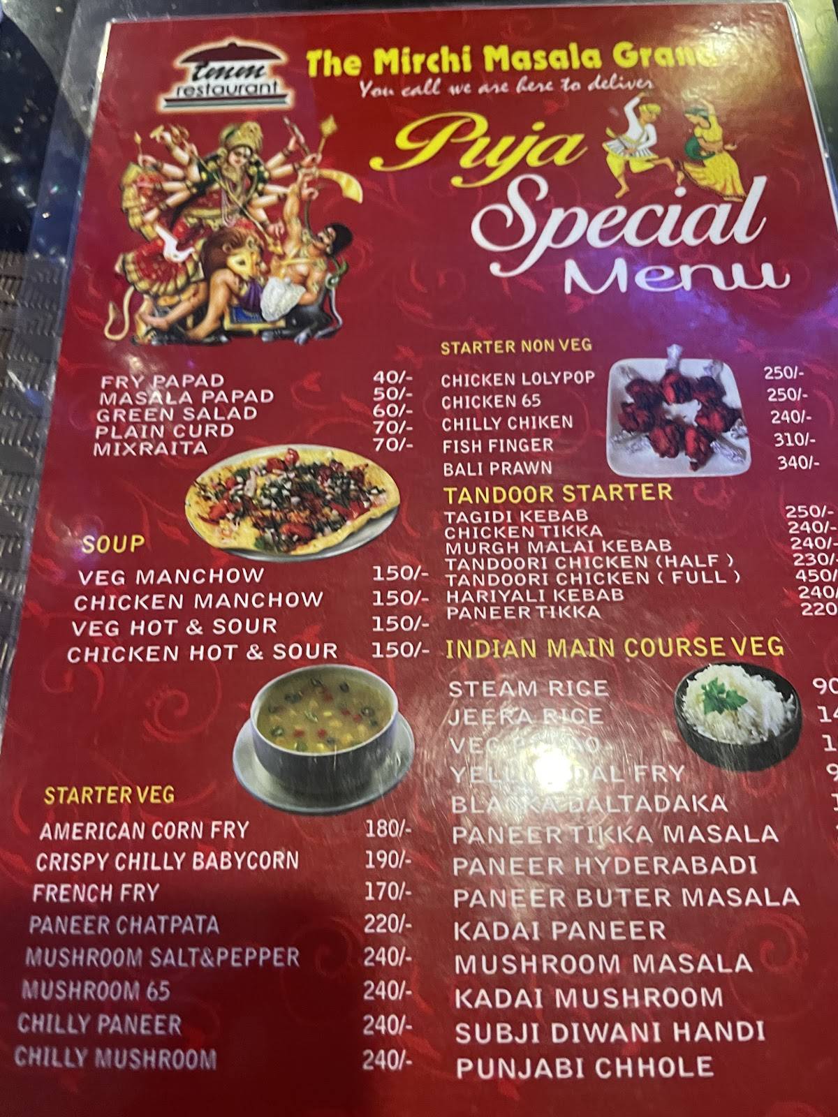 Menu at THE MIRCHI MASALA GRAND RESTAURANT, Bhubaneswar