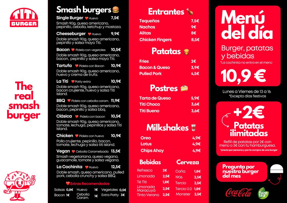 Menu at TITI Burger restaurant, Seville