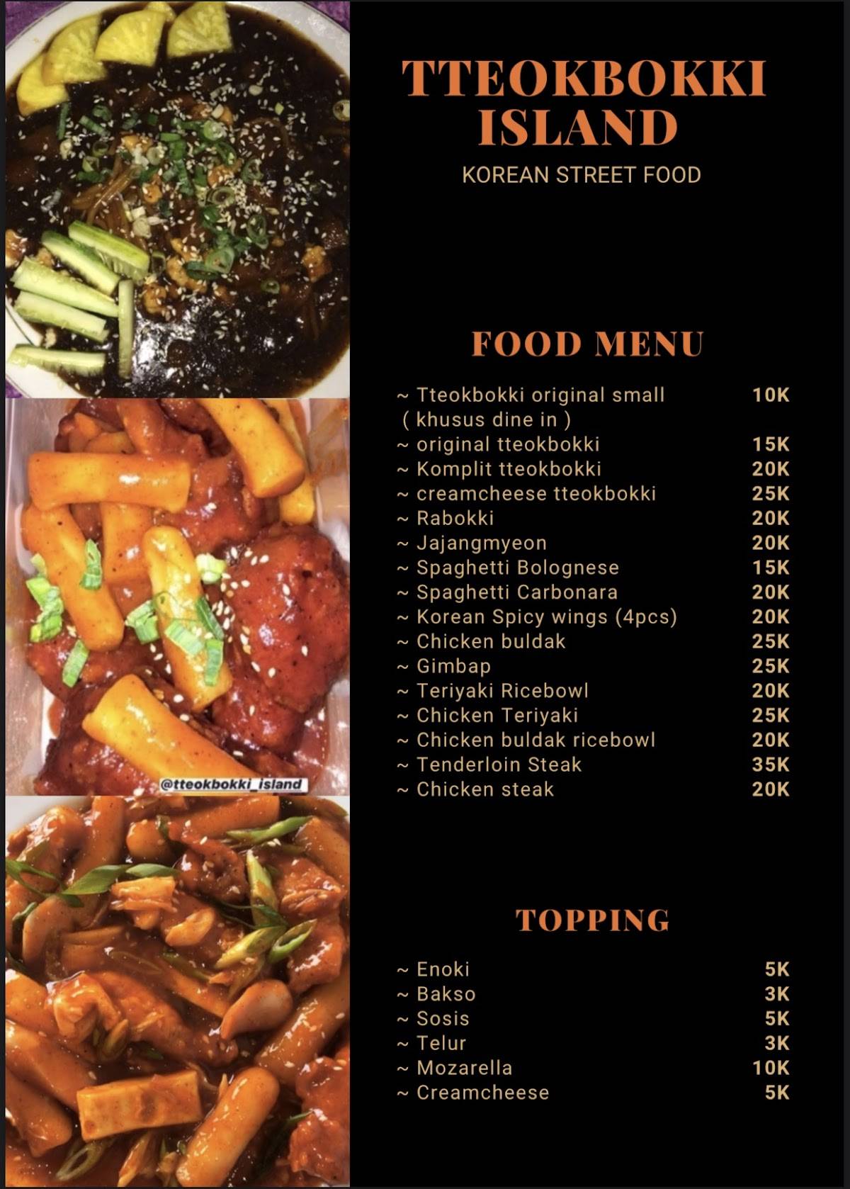 Menu at TTEOKBOKKI-ISLAND BY SHARLEEN MUTIA restaurant, Bekasi Regency