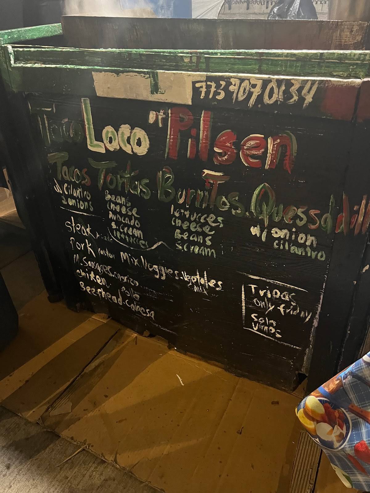 Carta del restaurante Taco Loco Of Pilsen, Chicago