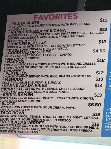 Menu at Tacos el 24 restaurant, Grand Prairie