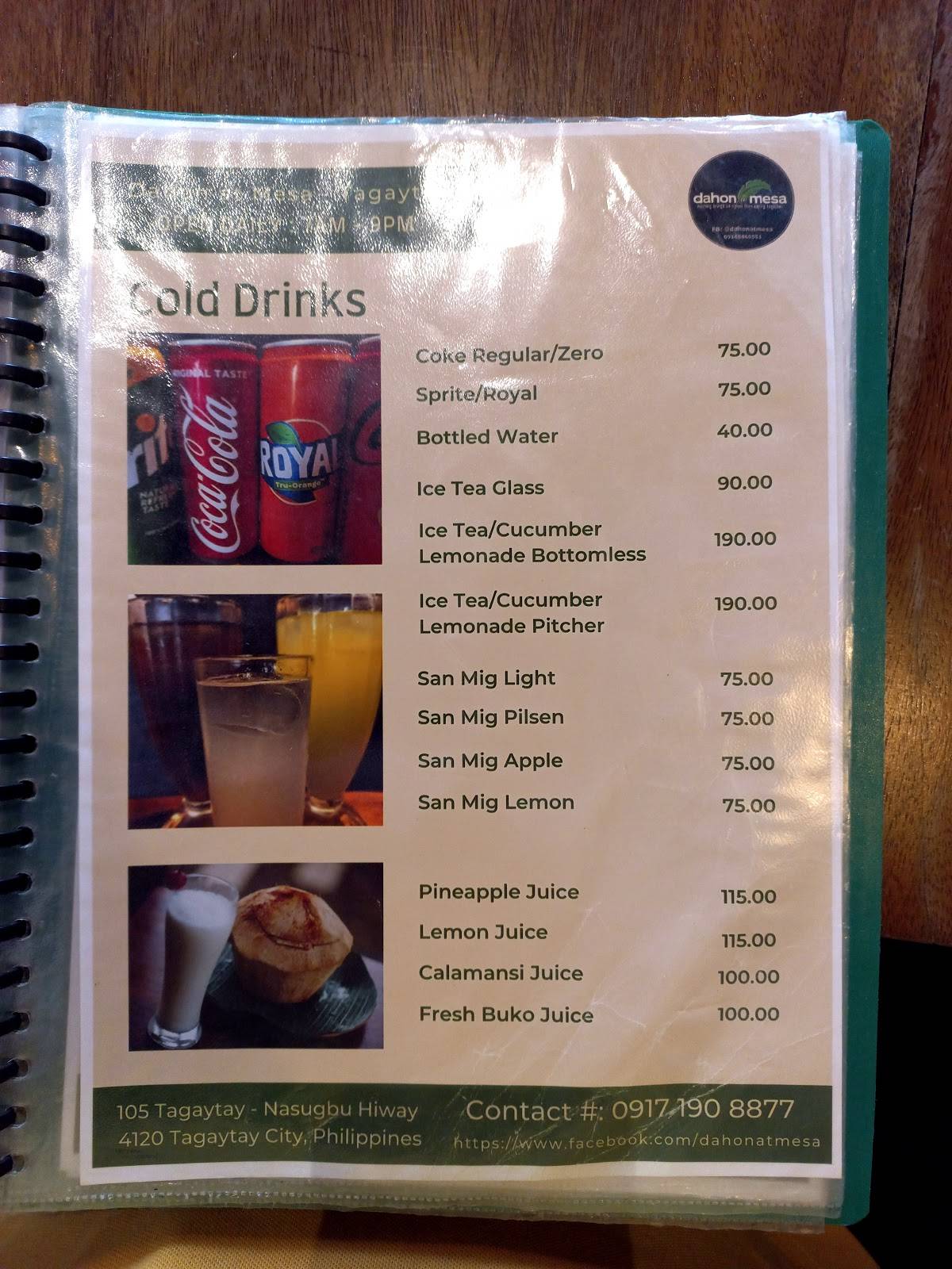 Menu at Dahon at Mesa - Tagaytay restaurant, Tagaytay