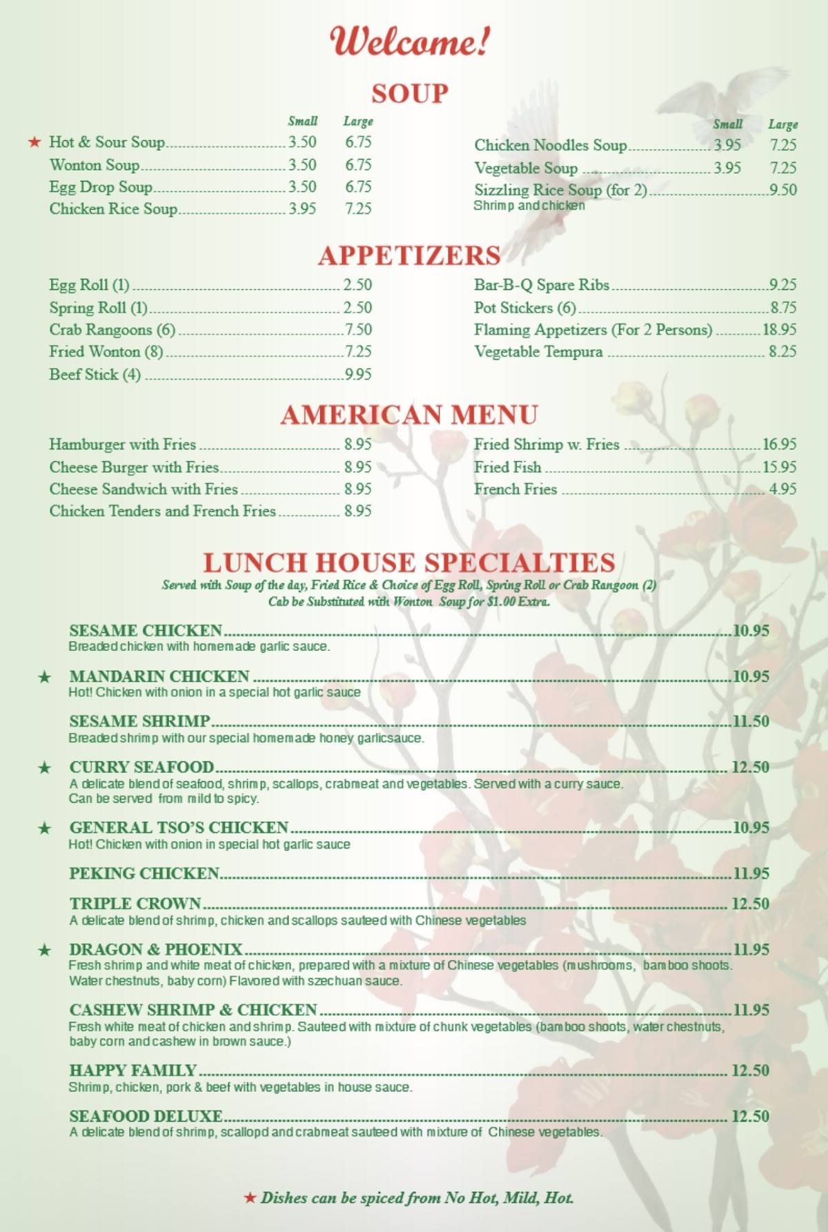 Menu at Tai-Pan restaurant, Middlefield