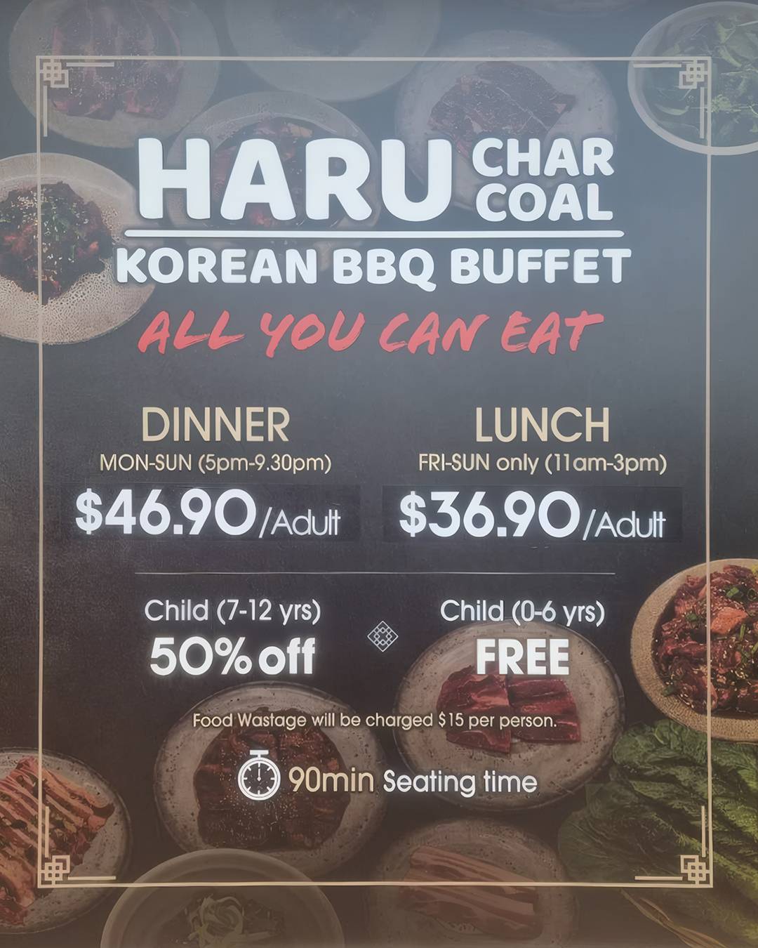 Menu at Haru Korean Charcoal BBQ, Taigum