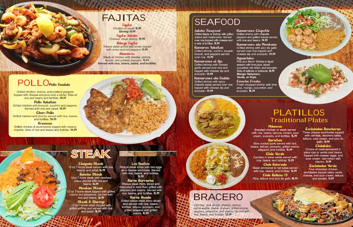 Menu at Takos Borukas restaurant, Jackson