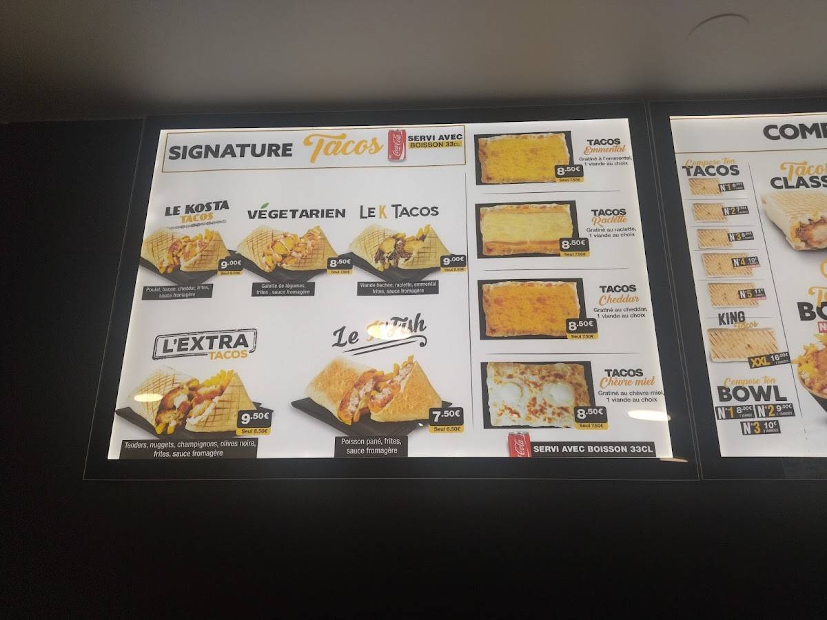 Menu au Takos King restaurant, Drancy