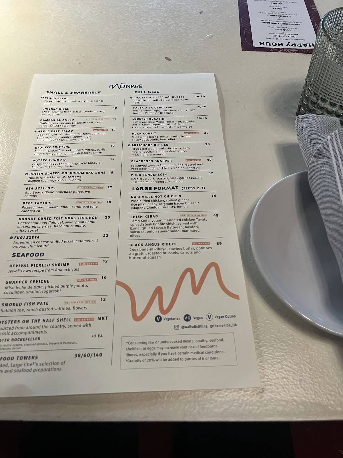 Menu at The Monroe pub & bar, Tallahassee