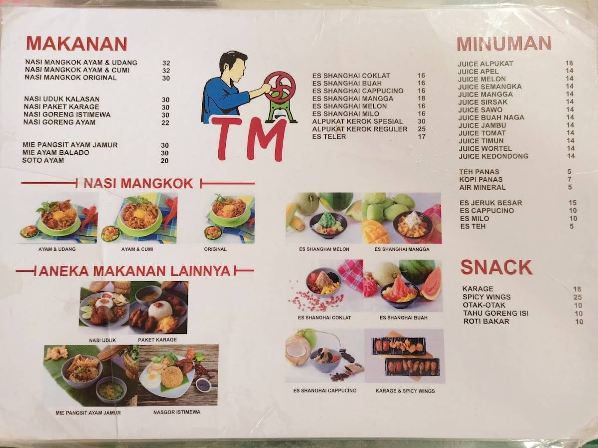 Menu at Tanjung Mulia cafe, Pontianak