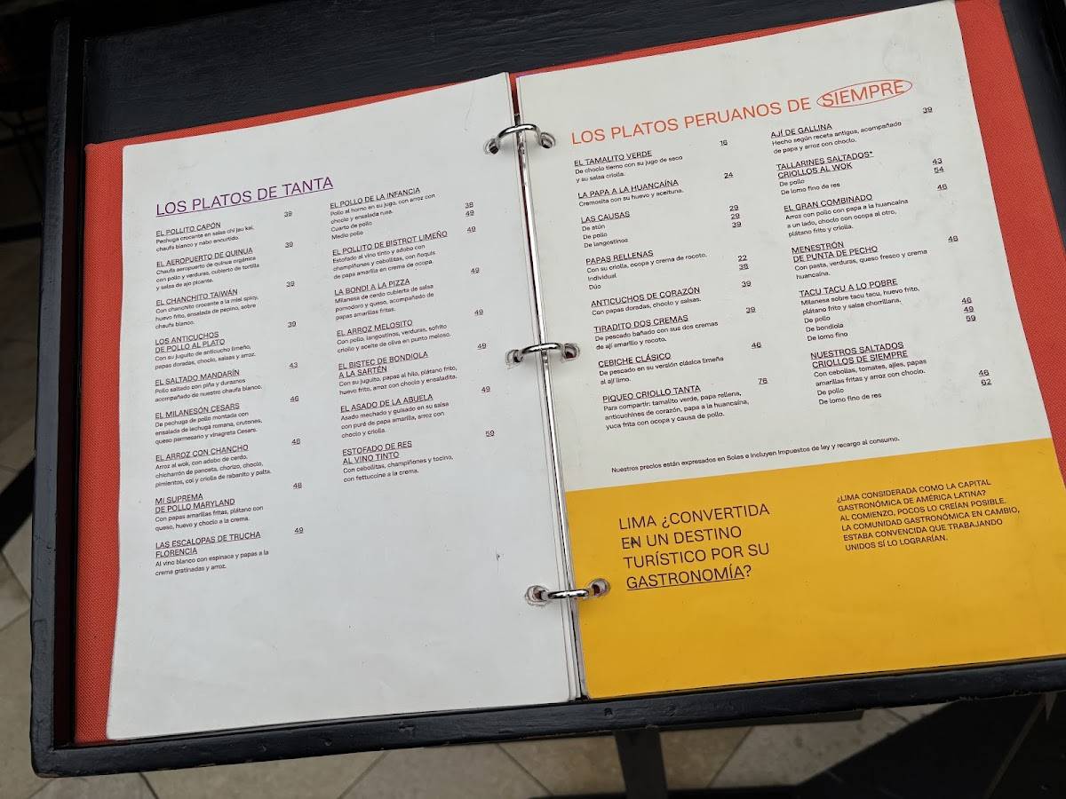 Carta del restaurante Tanta Jockey Plaza, Santiago del Surco, Av ...