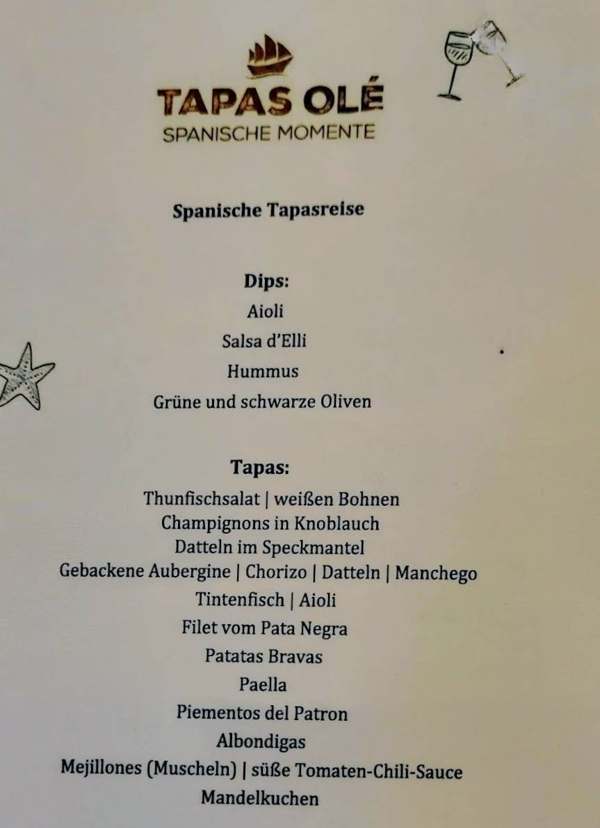 Speisekarte von Tapas Olé restaurant, Lübeck