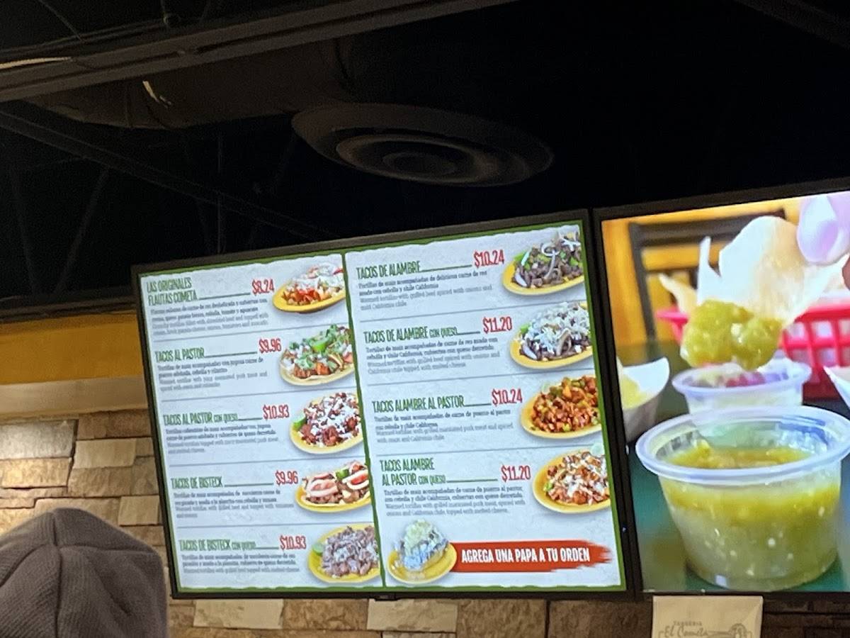 Menu at Taqueria El Cometa restaurant, El Paso, N Mesa St