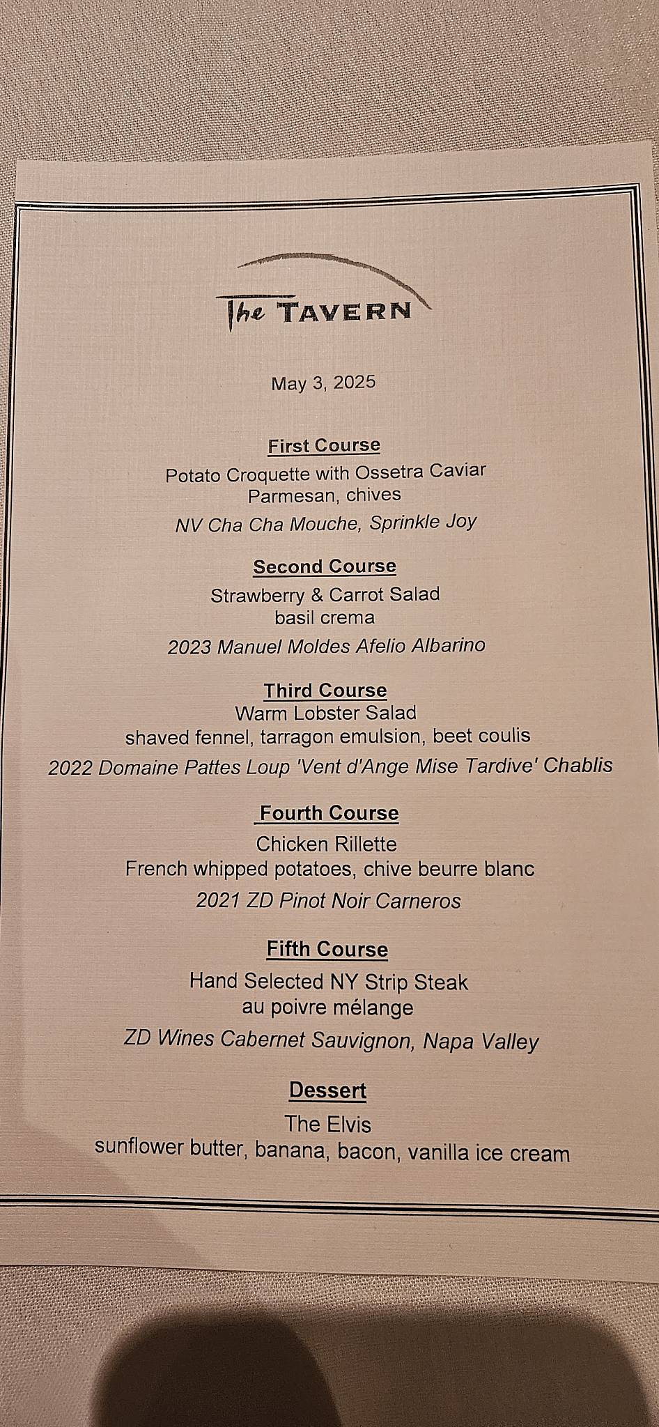 Menu at Tarbell's pub & bar, Phoenix