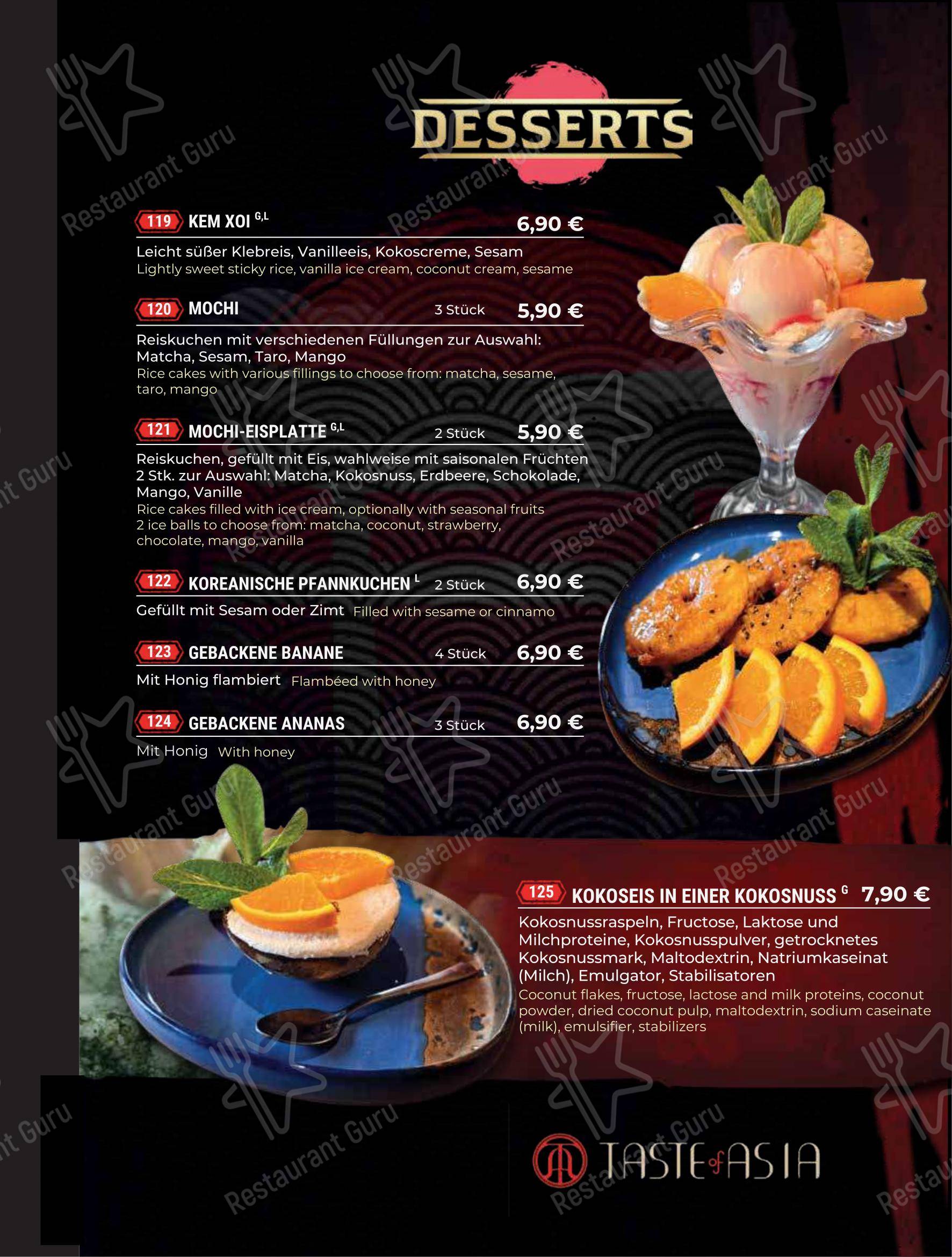 Speisekarte von Taste of Asia Germany GmbH restaurant, Chemnitz