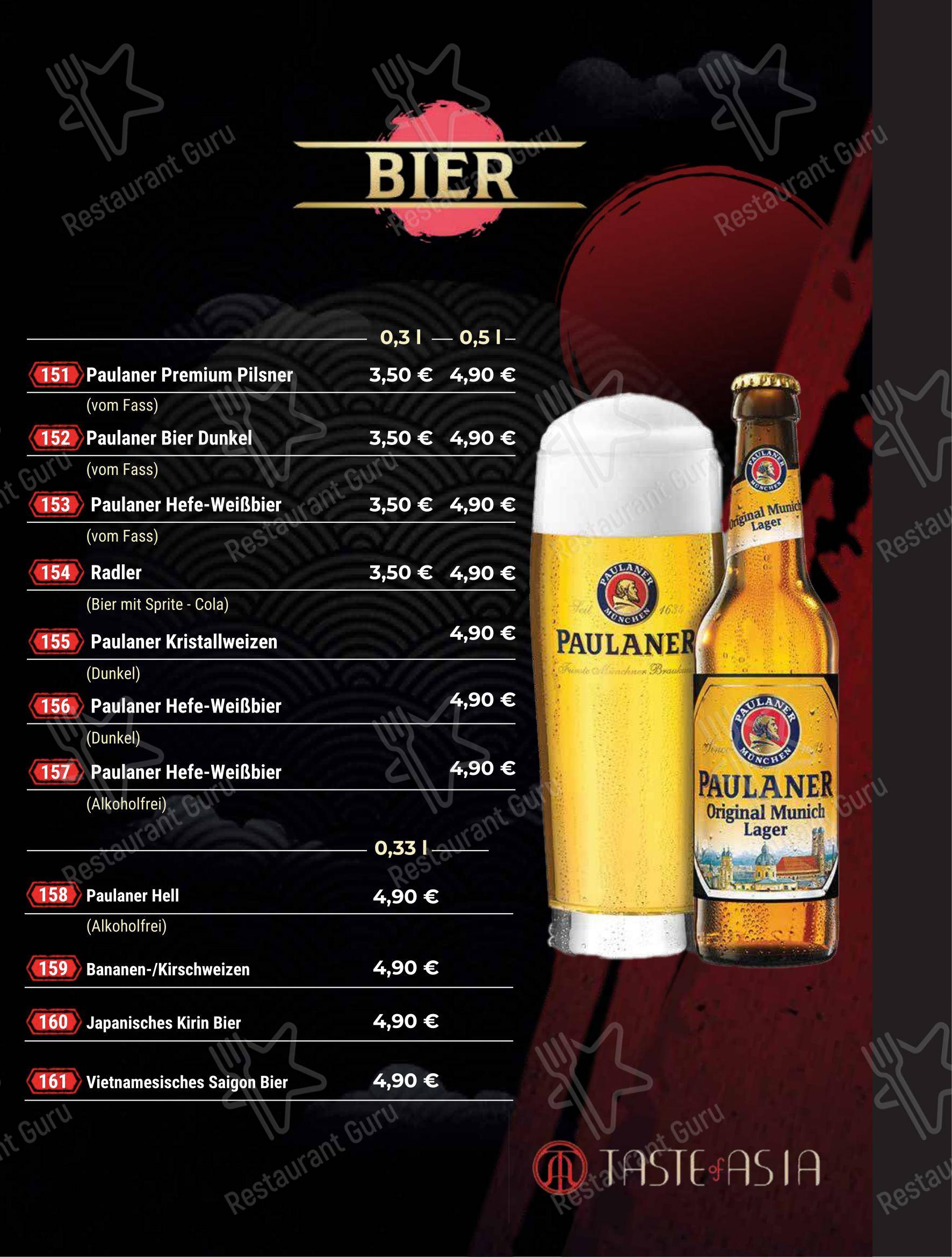 Speisekarte von Taste of Asia Germany GmbH restaurant, Chemnitz