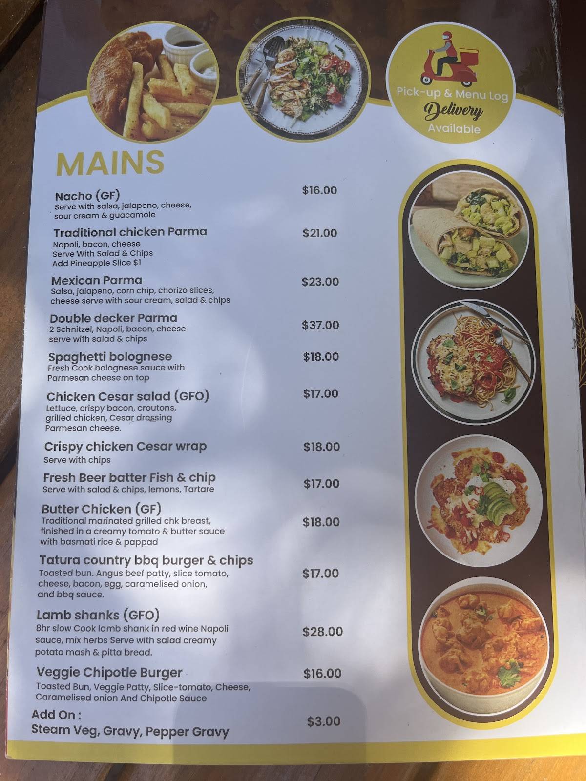 Menu at Victoria Hotel Tatura pub & bar, Tatura