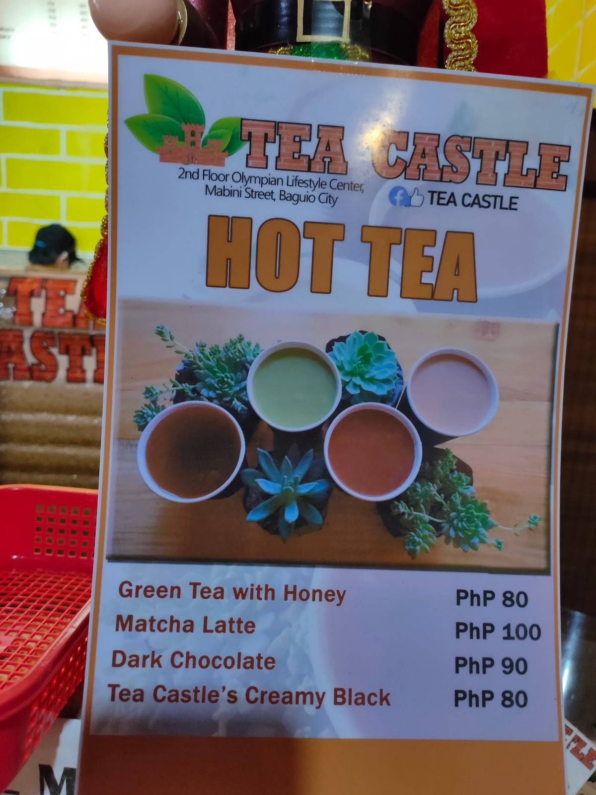 Menu at Tea Castle cafe, Baguio