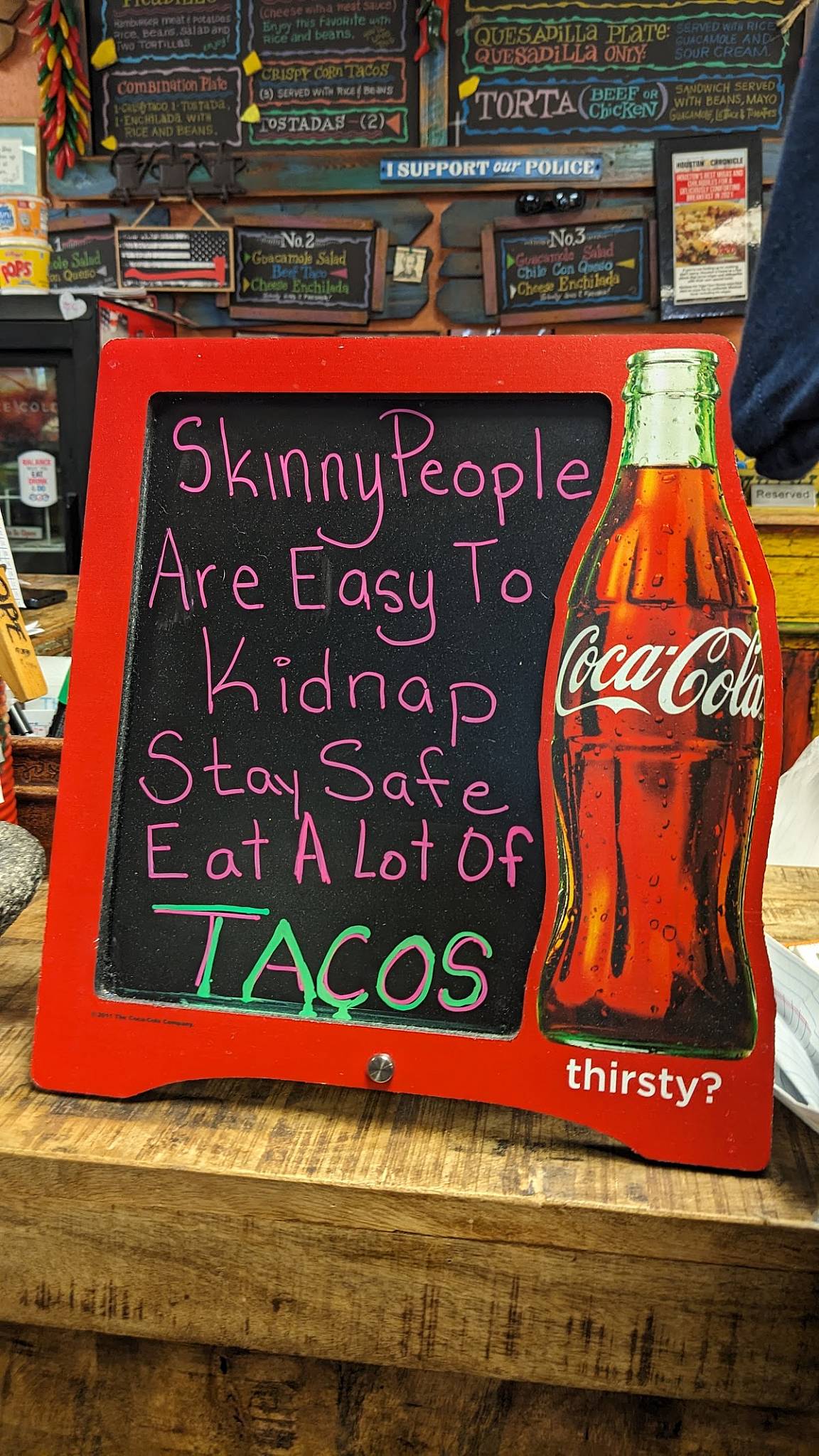 Carta del restaurante Tejas Taco House, Houston
