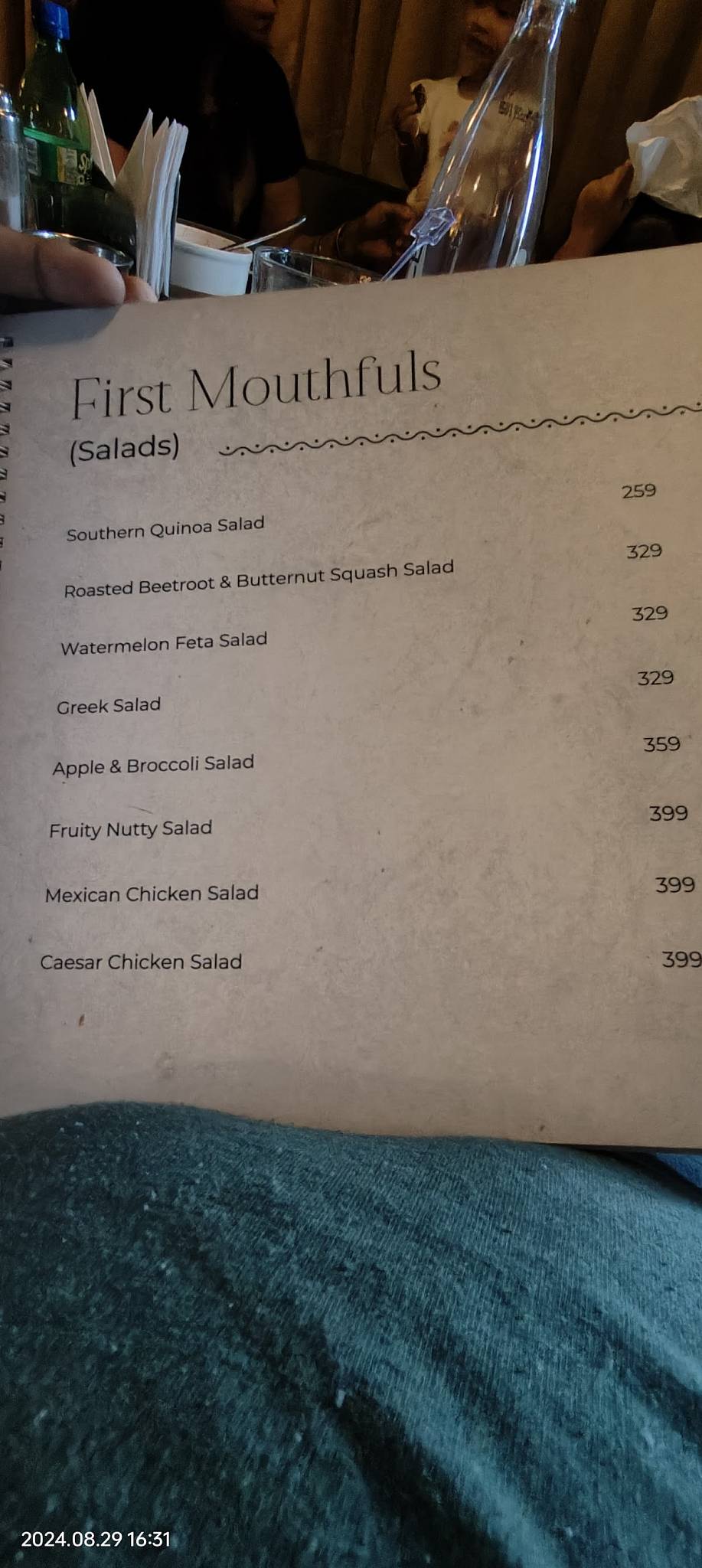 Menu at Telangana Chefs, Hyderabad