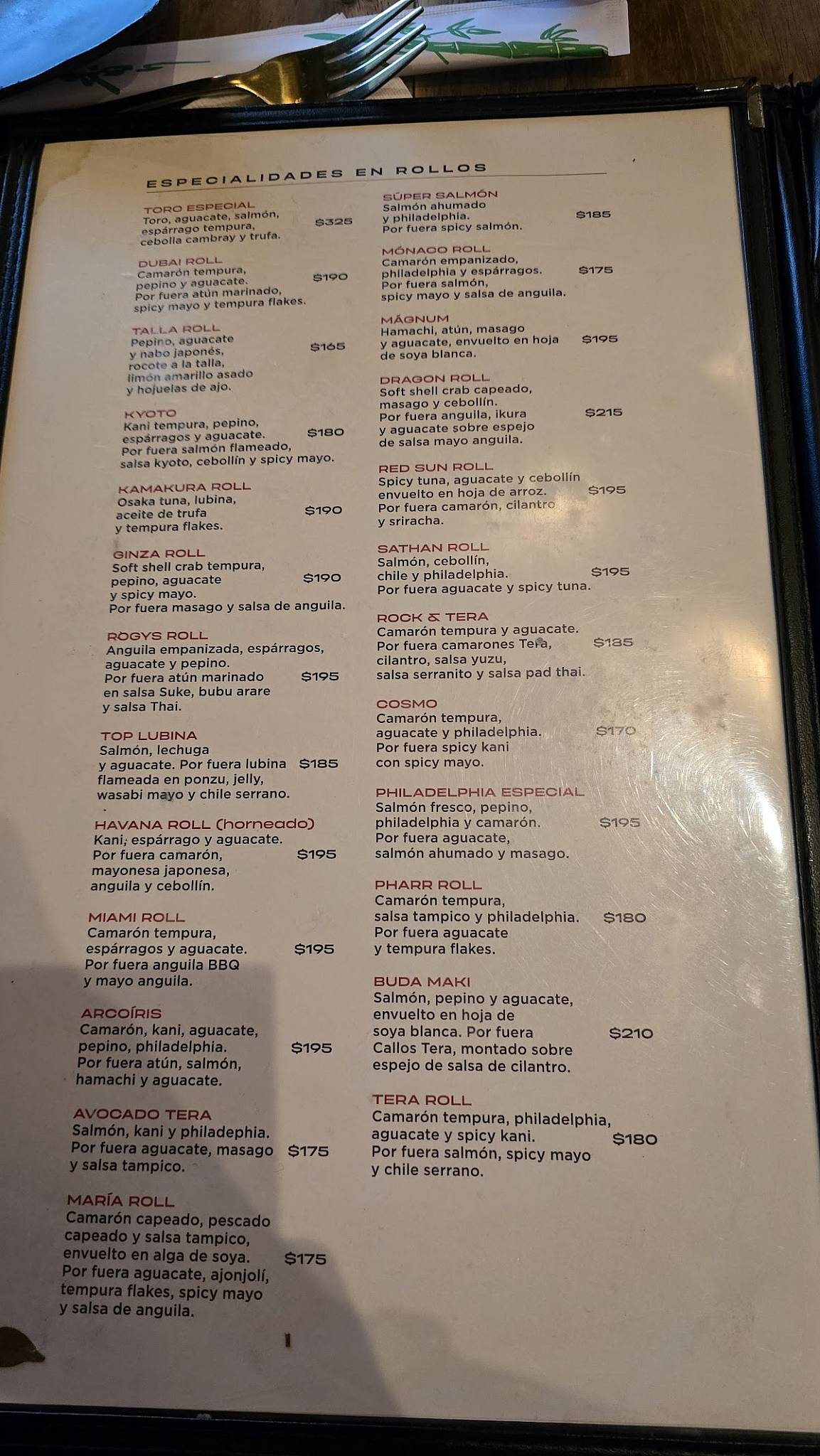 Carta de Tera Sushi & Chinese Restaurant, Tampico, Miguel Hidalgo y ...