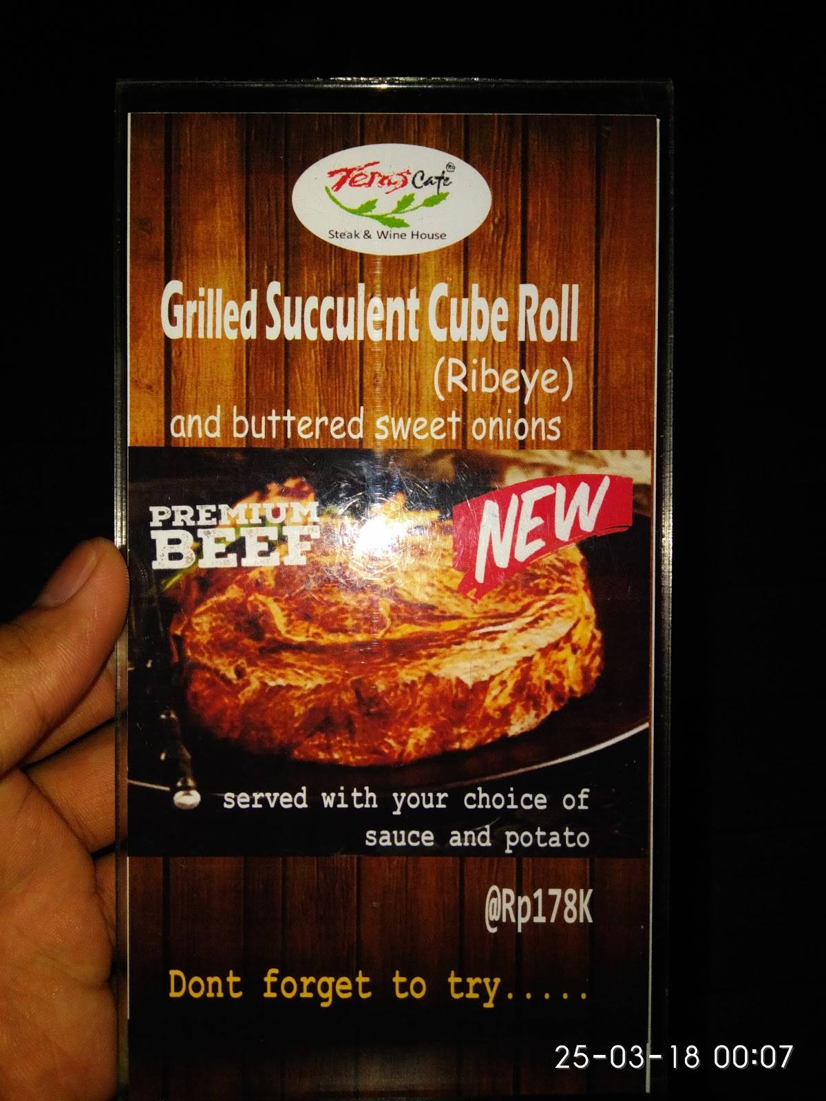 Menu at Teras Cafe, Batam