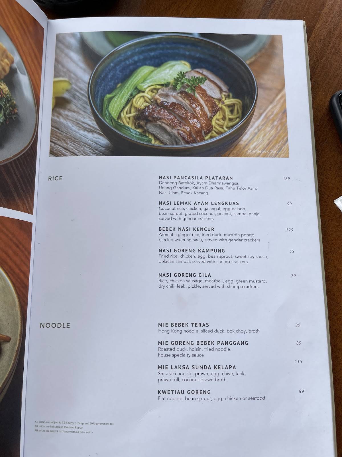Menu at Teras by Plataran Summarecon Bogor restaurant, Cibanon