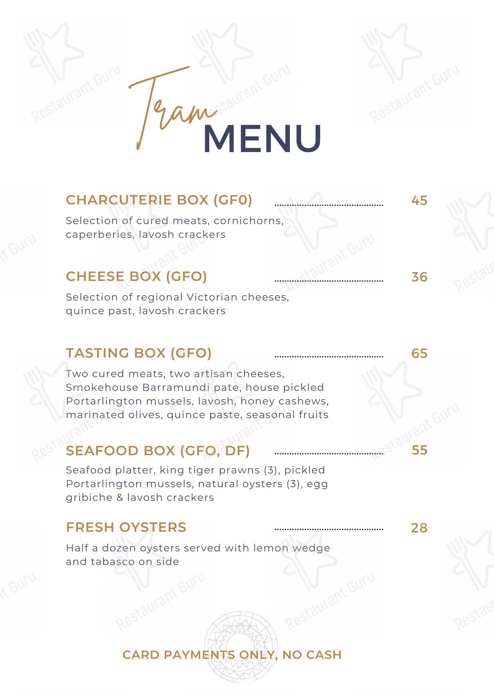 Menu at Terindah Estate restaurant, Bellarine, 90 McAdams Ln