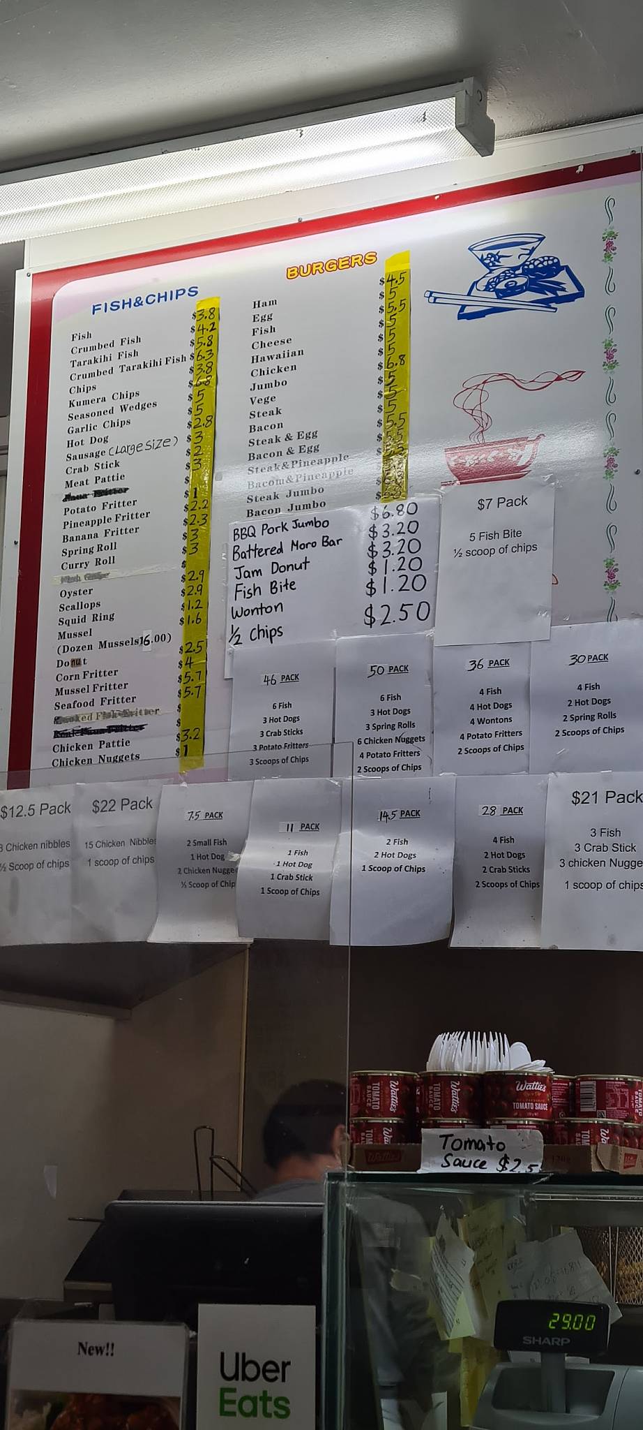 Menu at Terrace End Takeaways fast food, Palmerston North
