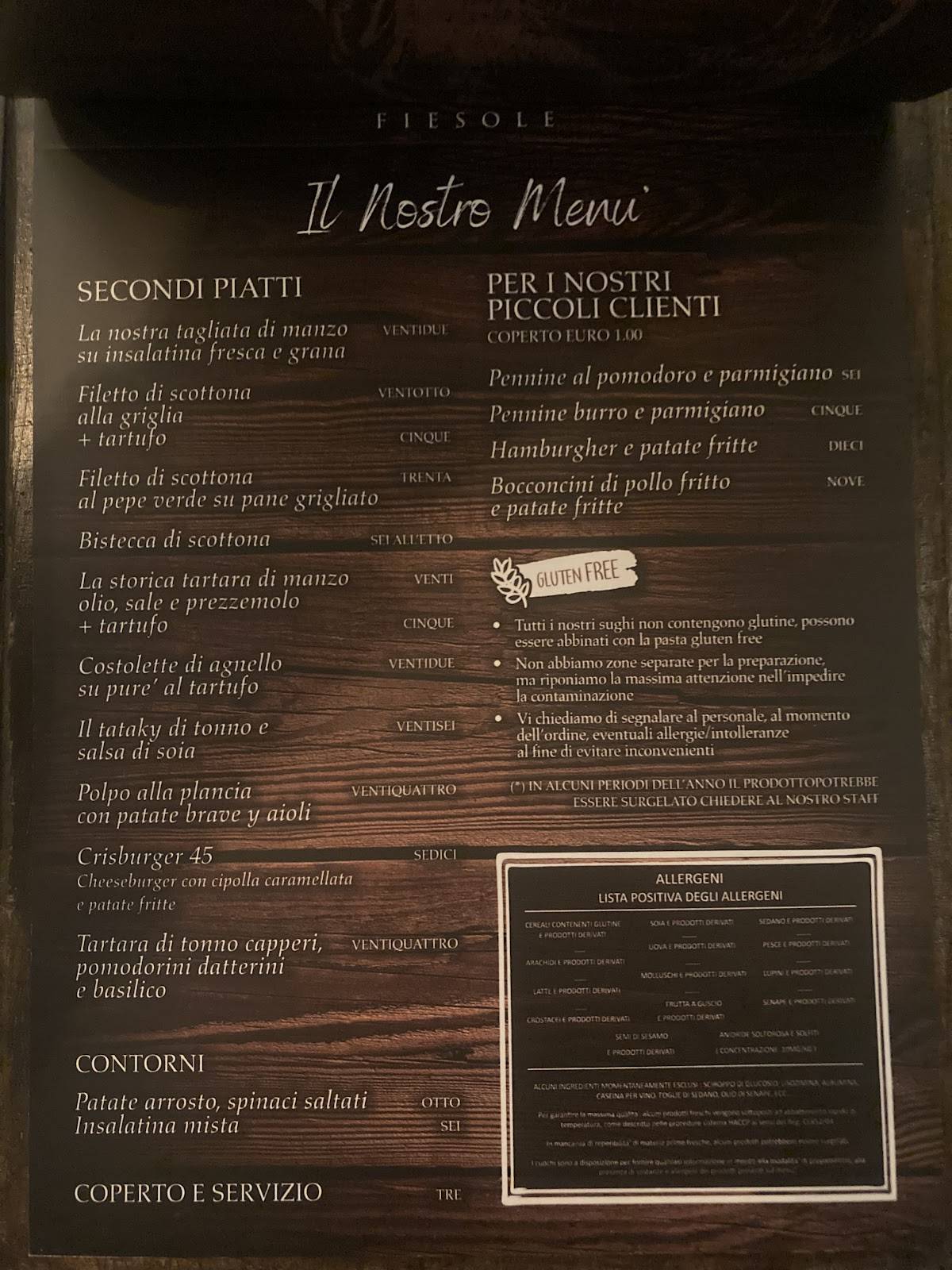 Menu da Terrazza 45 ristorante, Fiesole