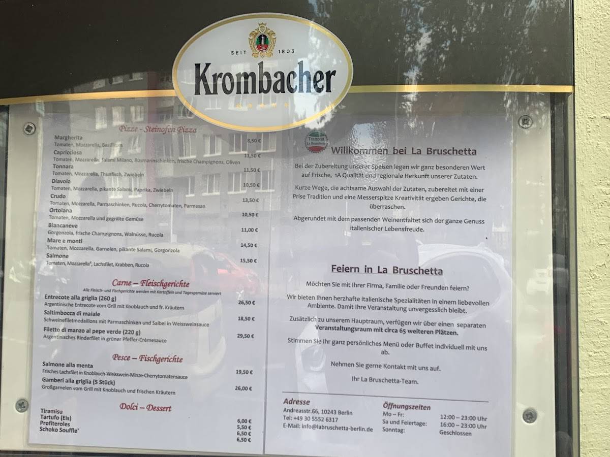 Speisekarte von Terrazza Portofino restaurant, Berlin