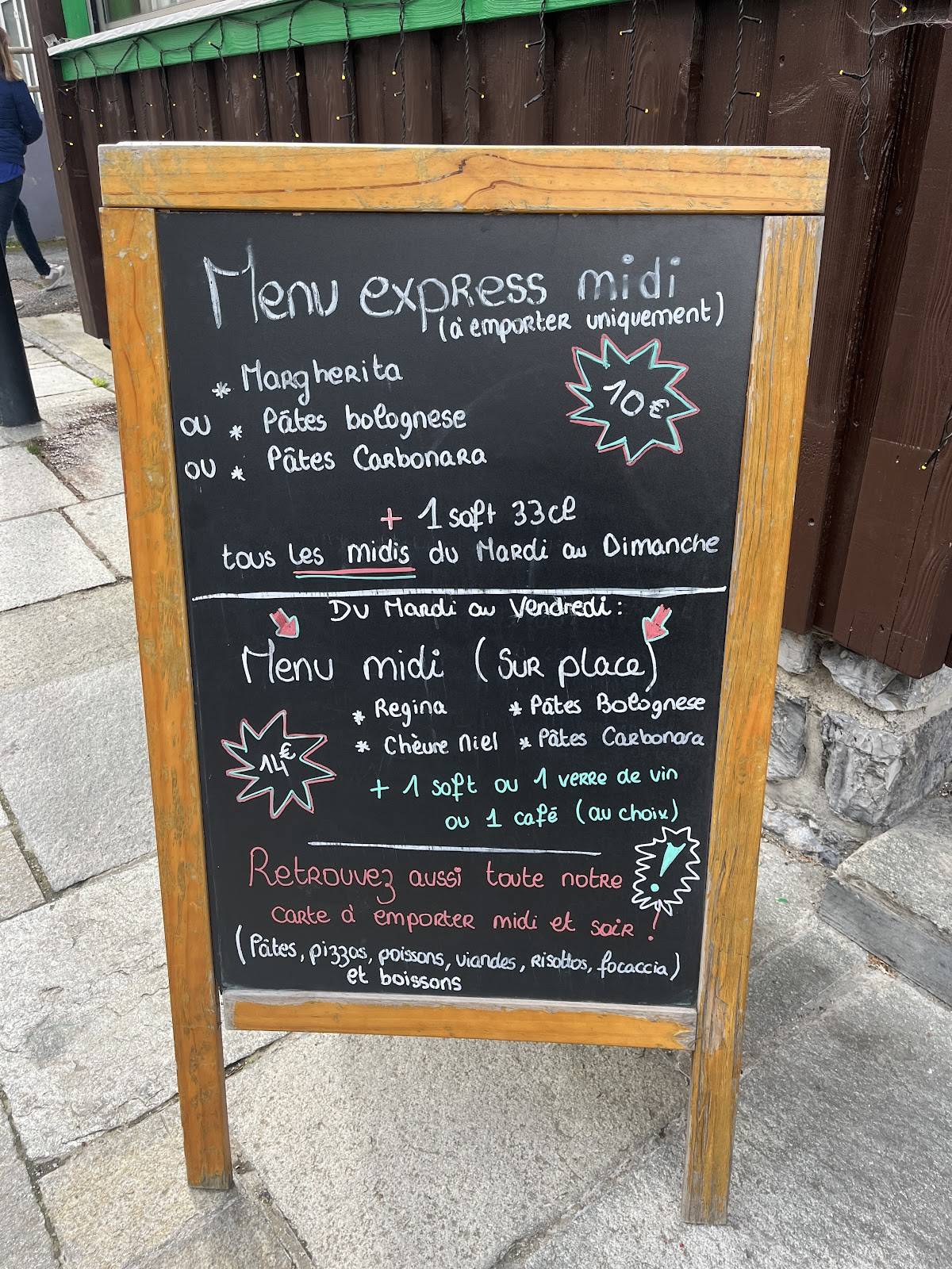 Menu at Tesoro Mio restaurant, Saint-Gervais-les-Bains