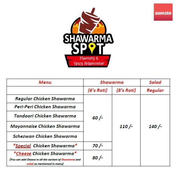 Menu at Shawarma Spot, Thane, Sai Sadan Bunglow