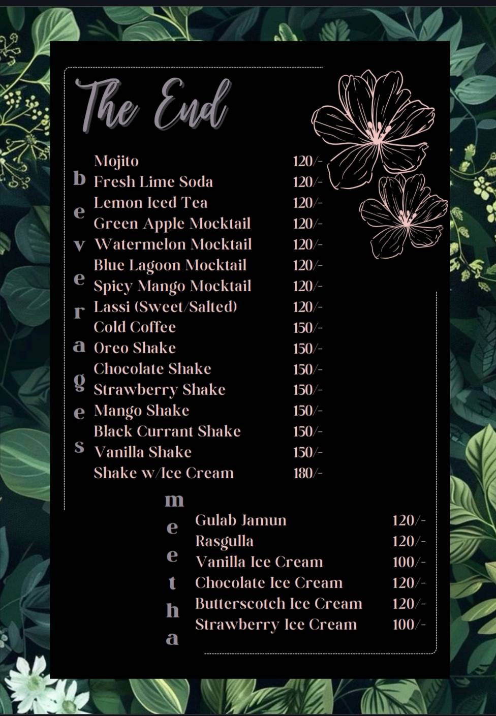 Menu at That 90's Cafe, Kharar