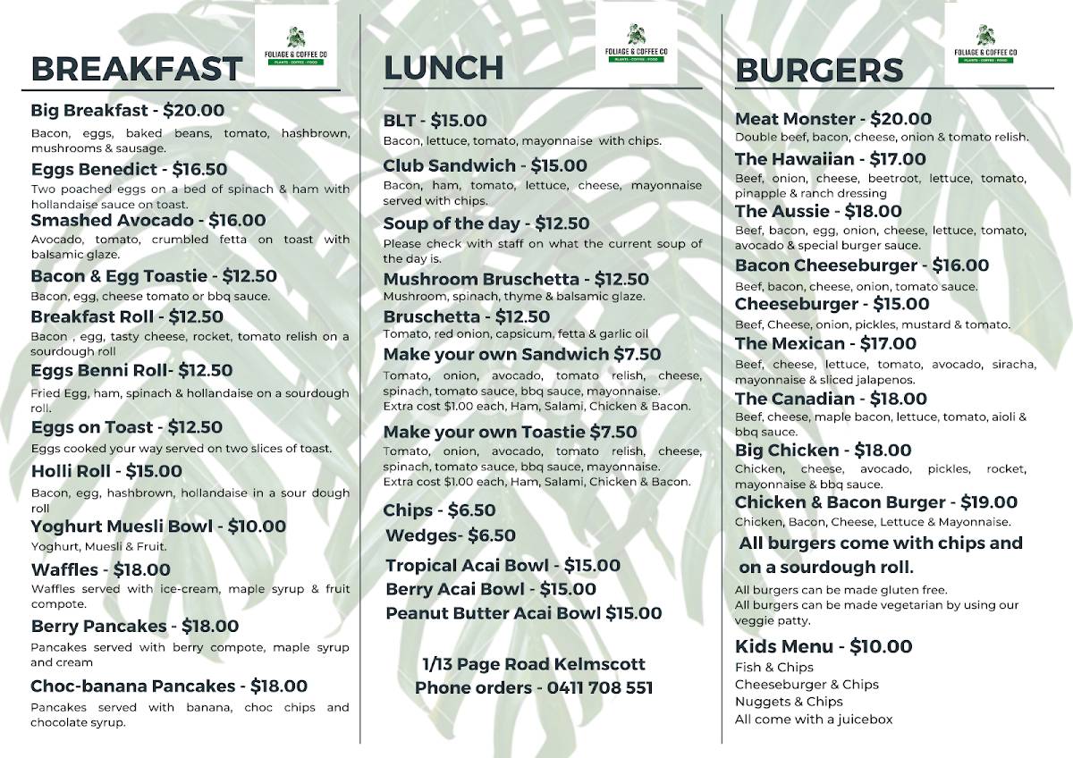 Menu at That Plant Cafe & Bistro, Kelmscott
