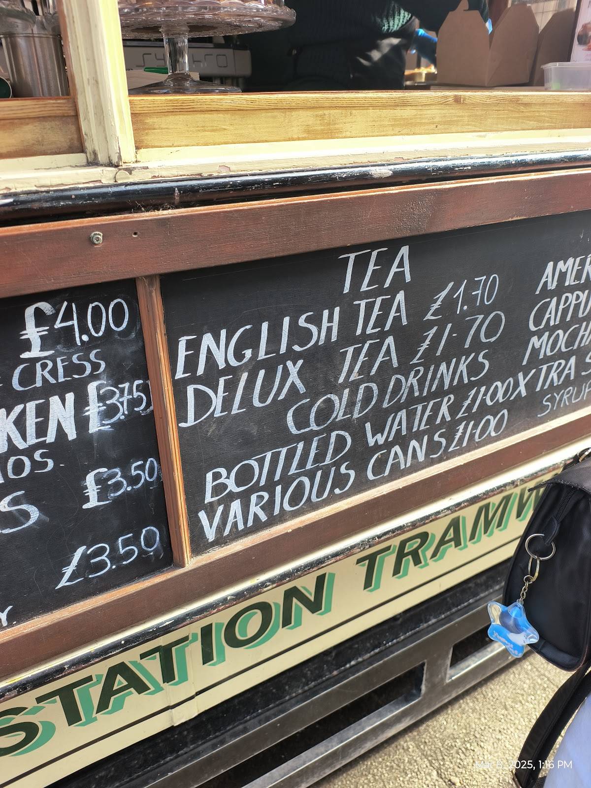 Menu at The Auld Tram cafe, Dundee