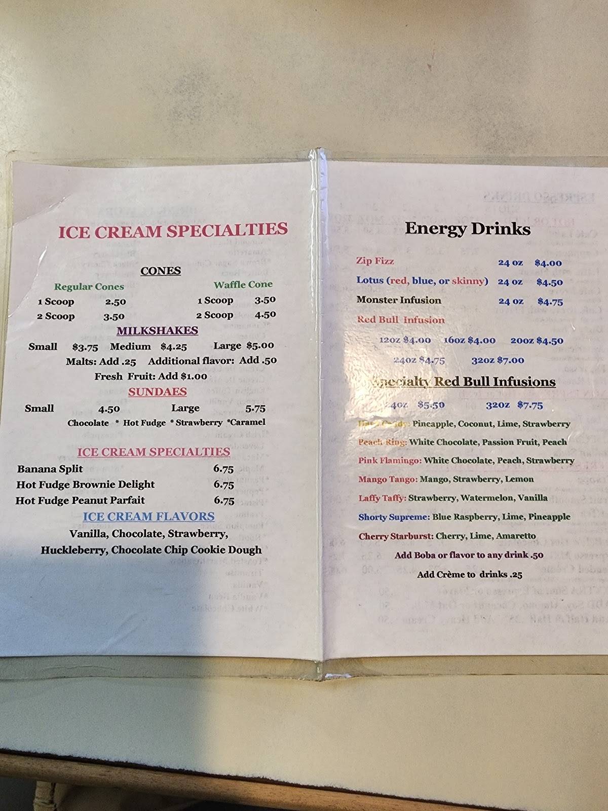 Menu at The Badger's Den restaurant, Bonners Ferry