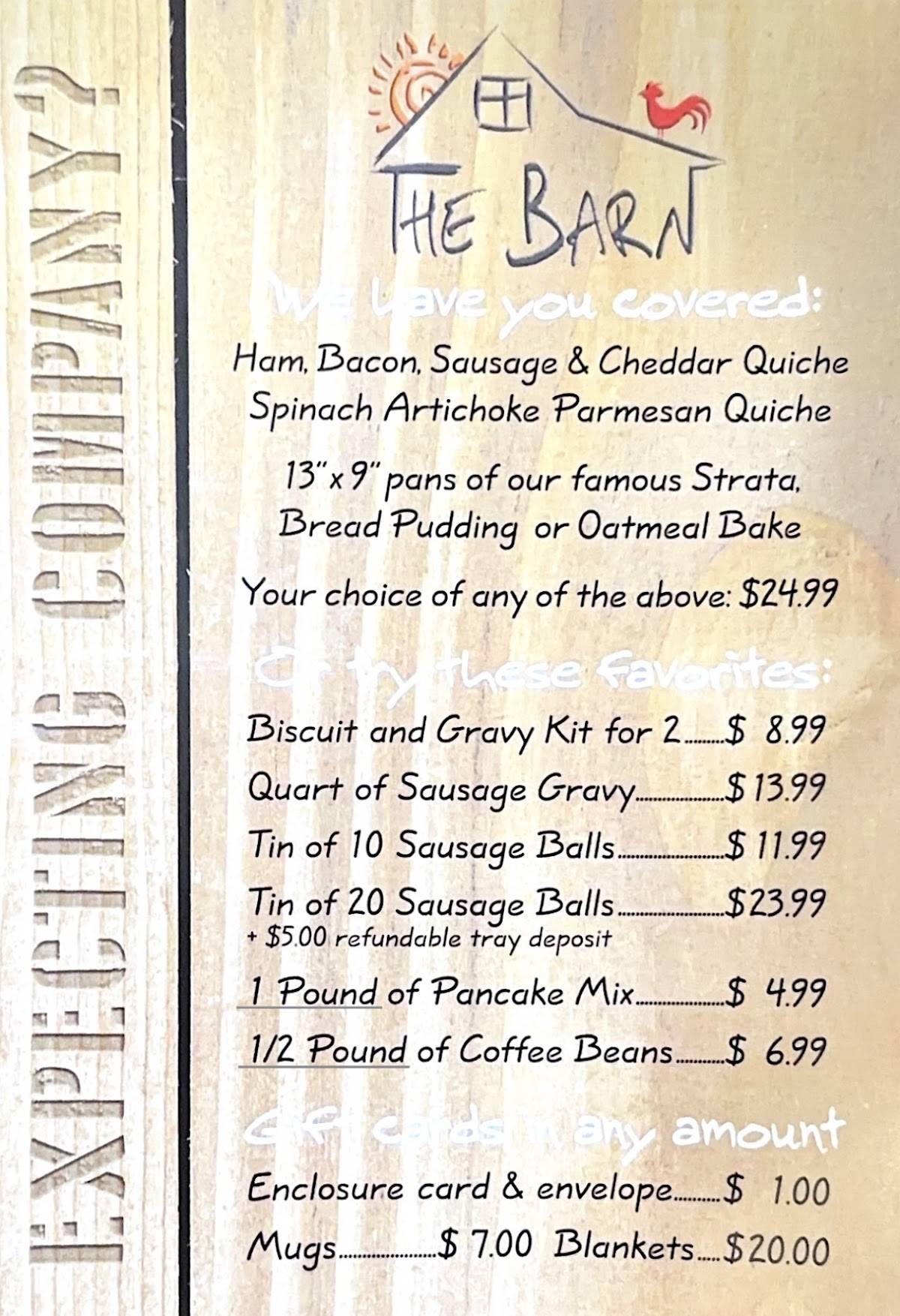 Menu at The Barn, St. Louis, Sappington Rd