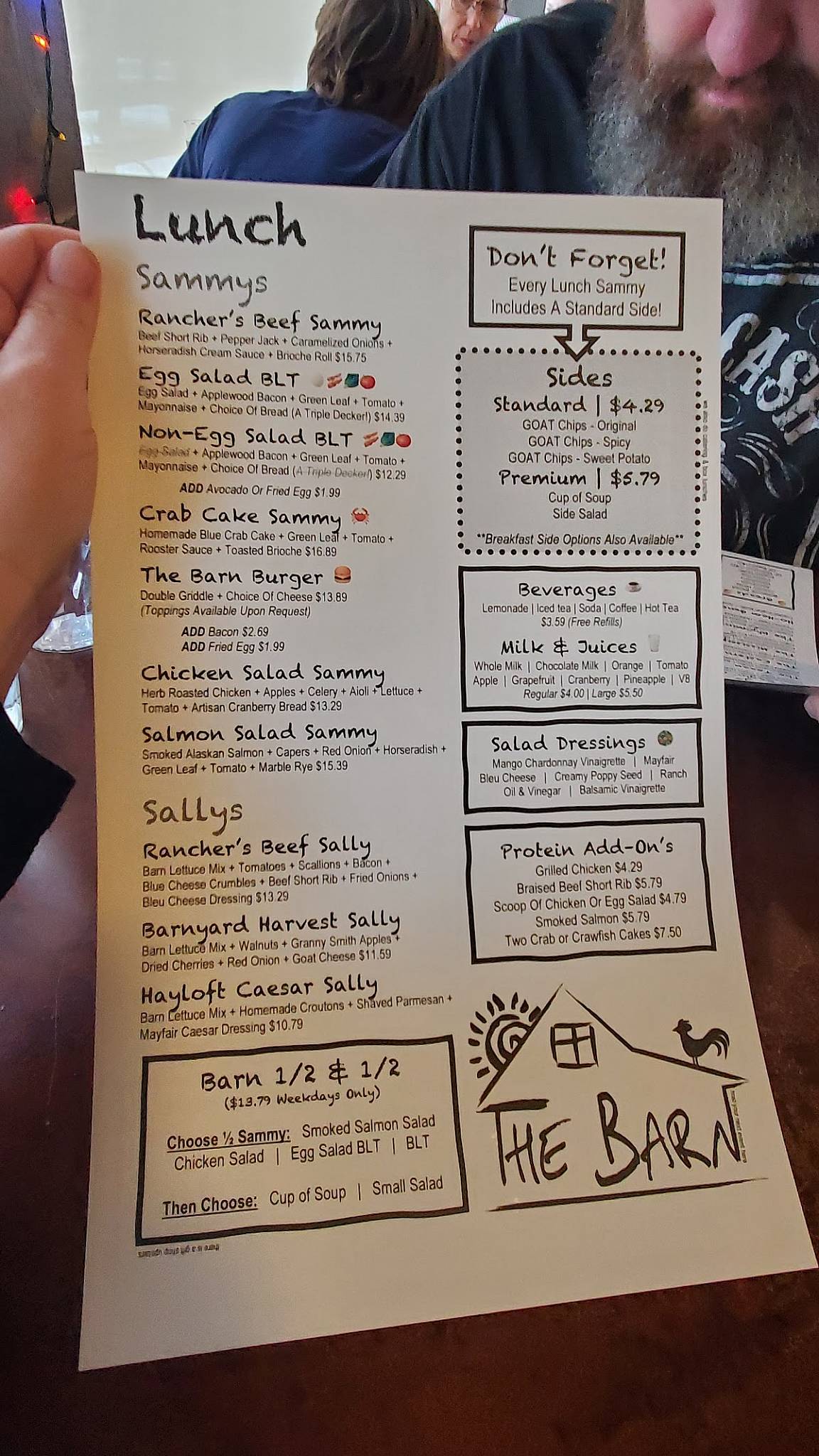 Menu at The Barn, St. Louis, Sappington Rd