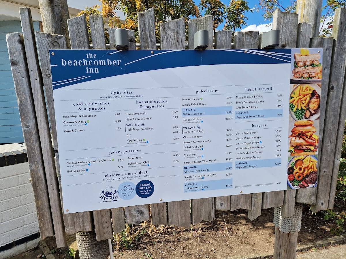 Menu at The Beachcomber Inn pub & bar, Skegness, Butlins