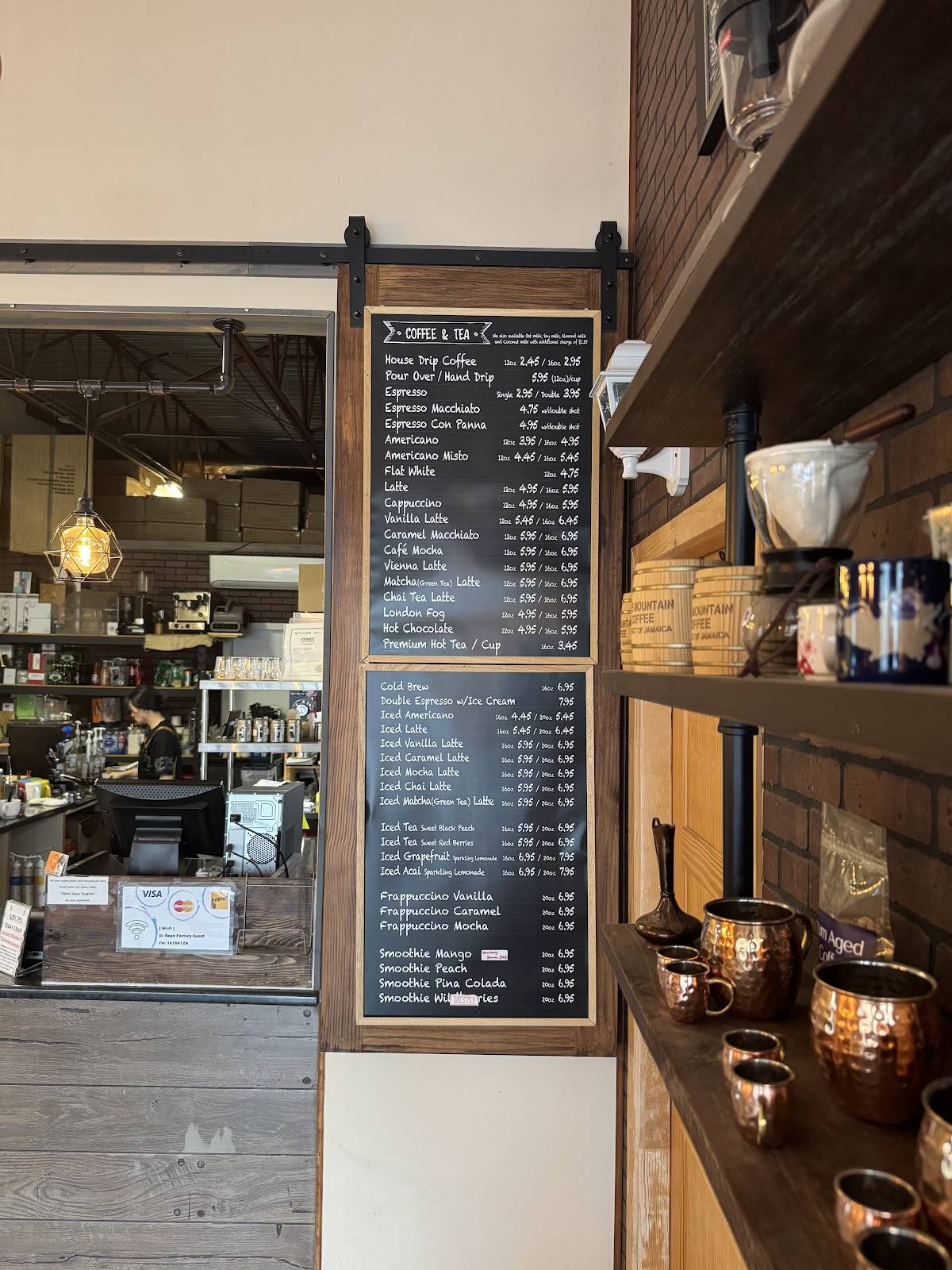 Menu at The Bean Factory Roasting Coffee Shop cafe, Surrey