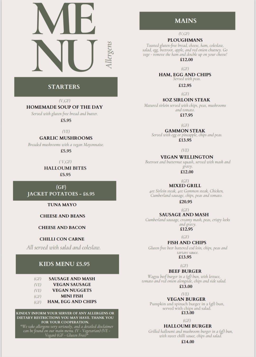 Menu at The Bell Inn Shurdington pub & bar, Cheltenham, Shurdington Rd