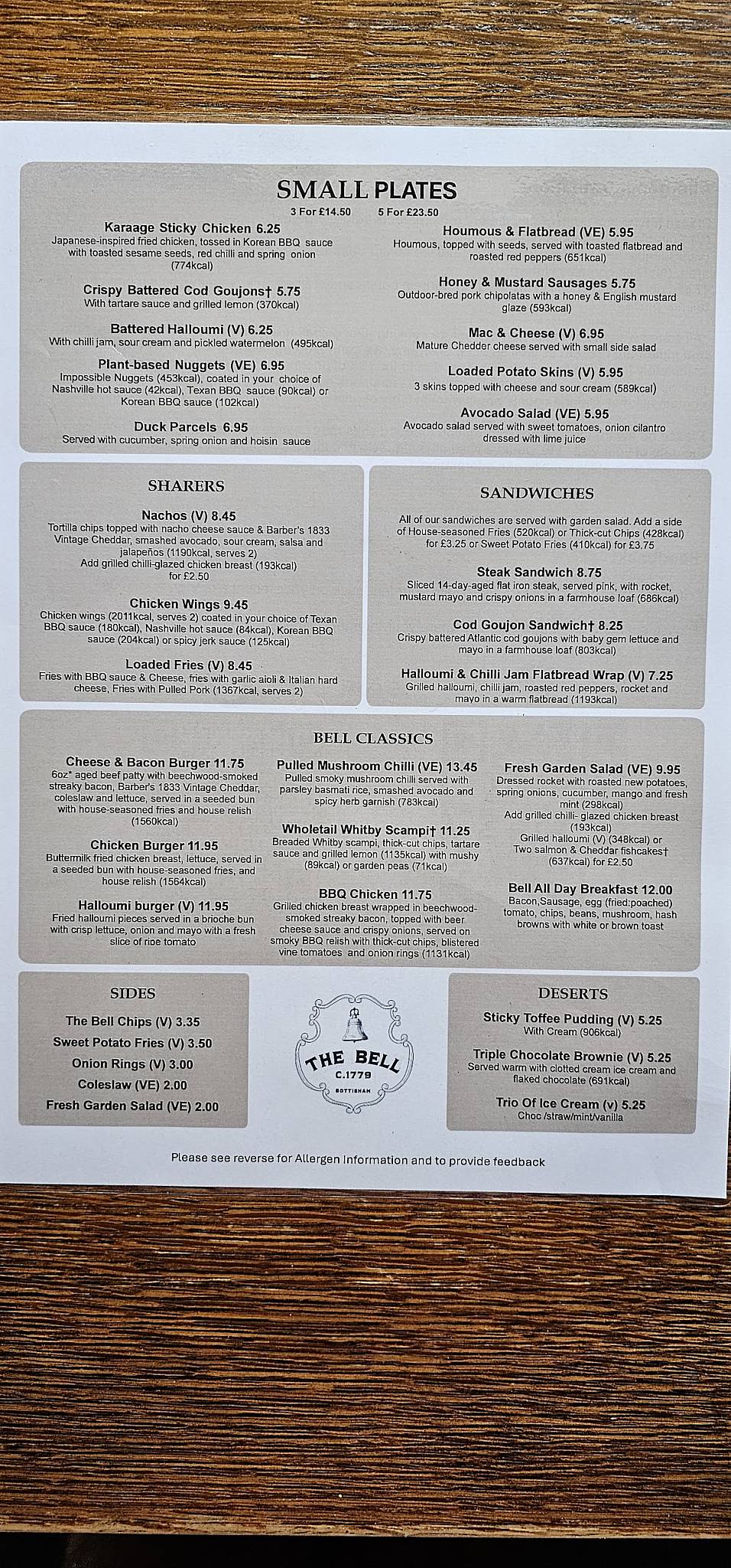 Menu at The Bell pub & bar, Lode, 16 High St